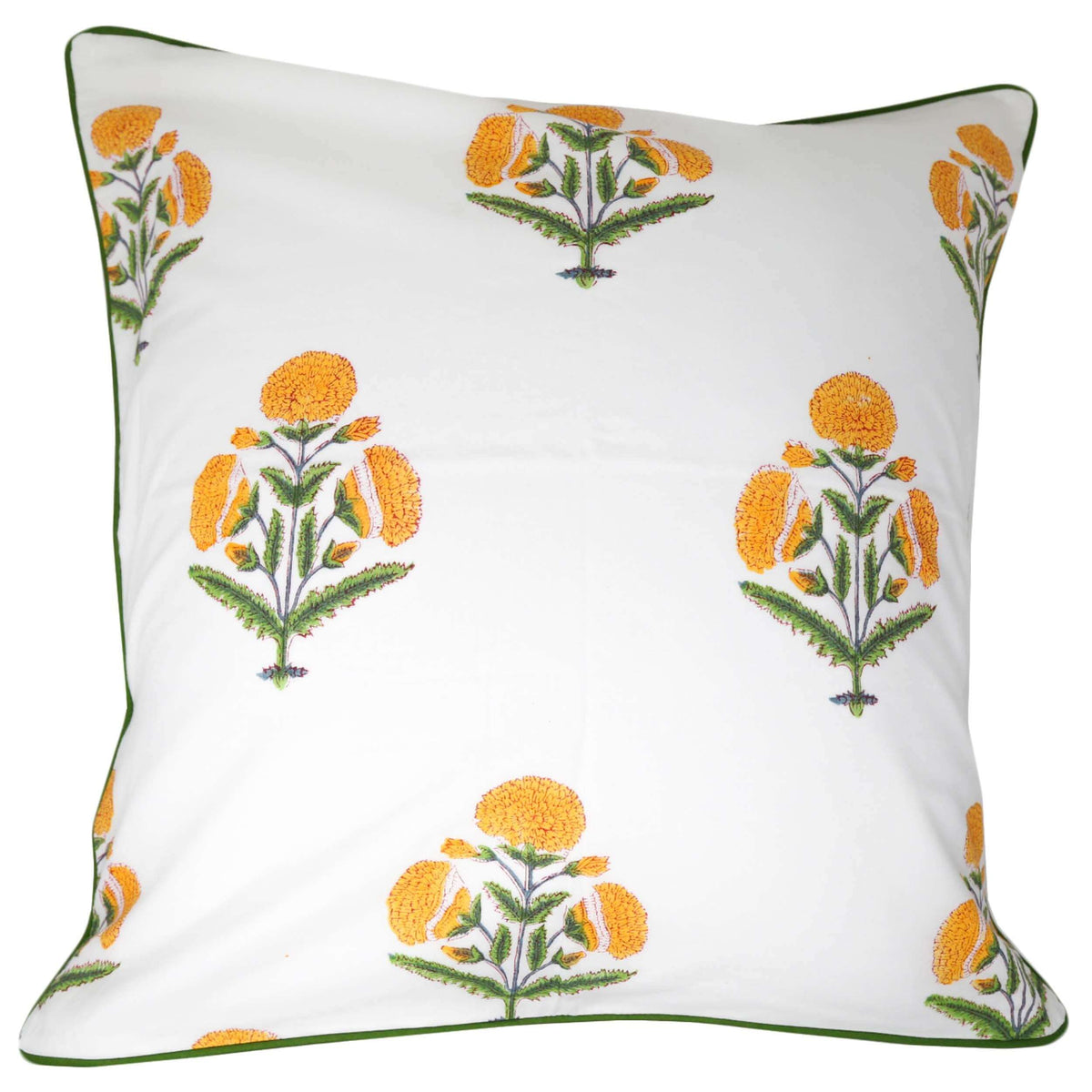 Block Print Pillow Cover: Marigold - Sweetgrass Home